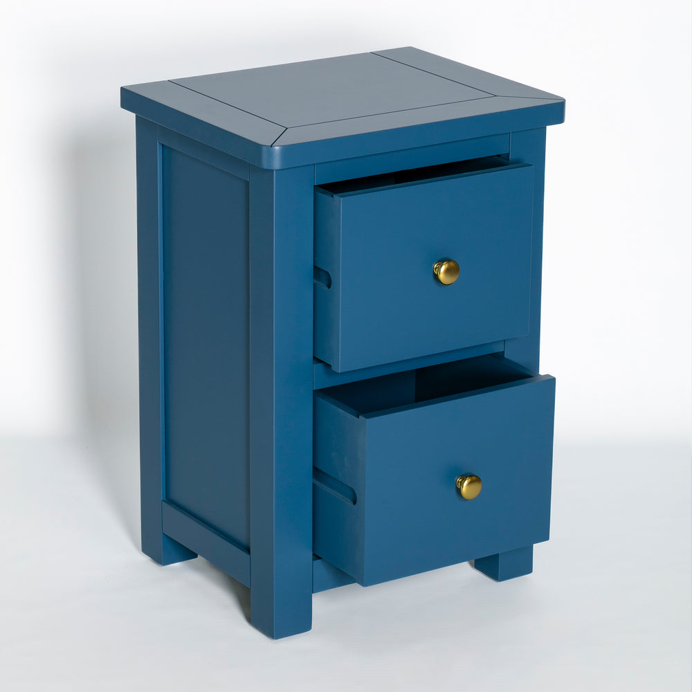 Manor Blue 2 Drawer Bedside Table | Nightstand | Fully Assembled