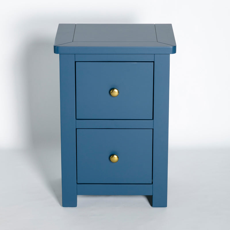 Manor Blue 2 Drawer Bedside Table | Nightstand | Fully Assembled