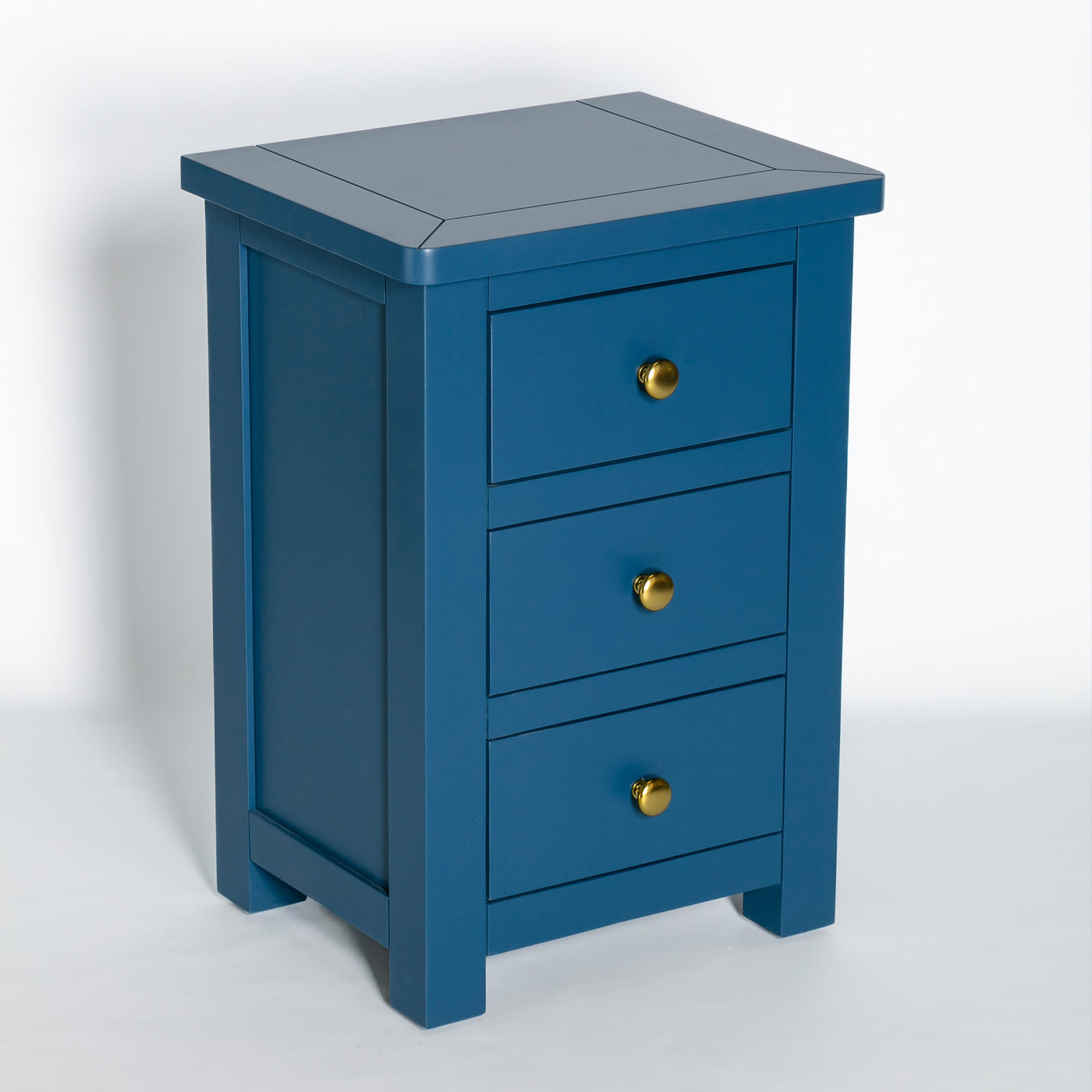 Manor Blue 3 Drawer Bedside Table | Nightstand | Fully Assembled