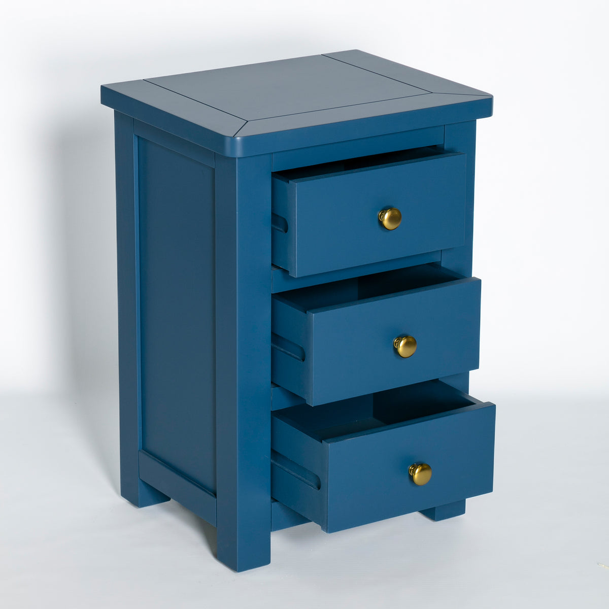 Manor Blue 3 Drawer Bedside Table | Nightstand | Fully Assembled