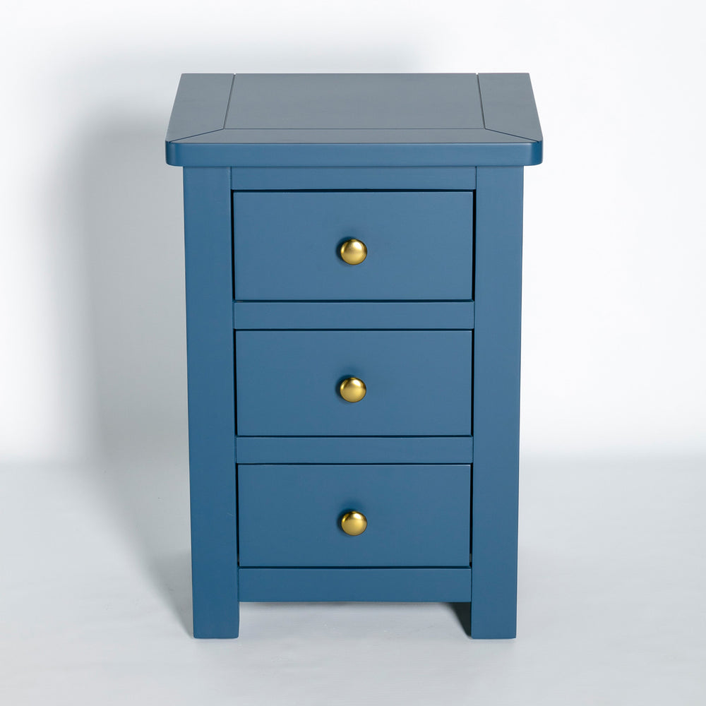 Manor Blue 3 Drawer Bedside Table | Nightstand | Fully Assembled