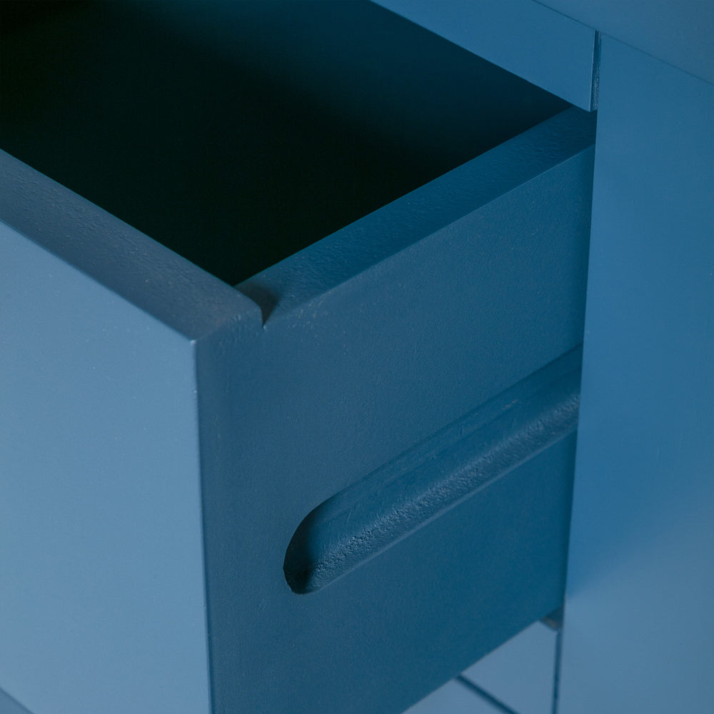 Manor Blue 3 Drawer Bedside Table | Nightstand | Fully Assembled