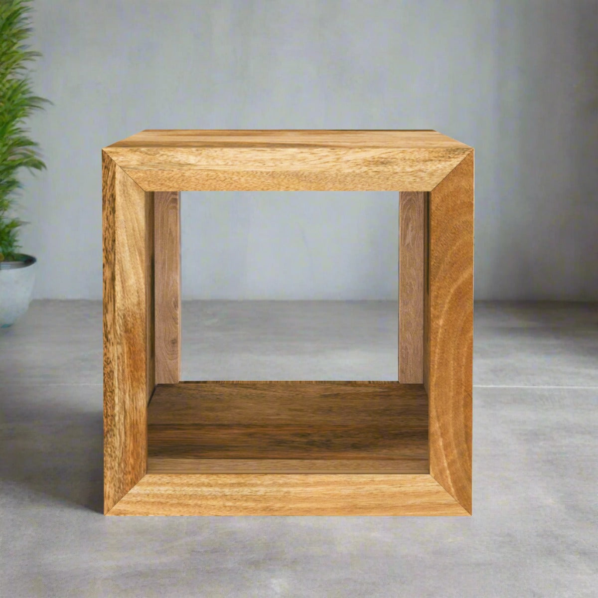 Natural Mango Wood Cube Lamp Table