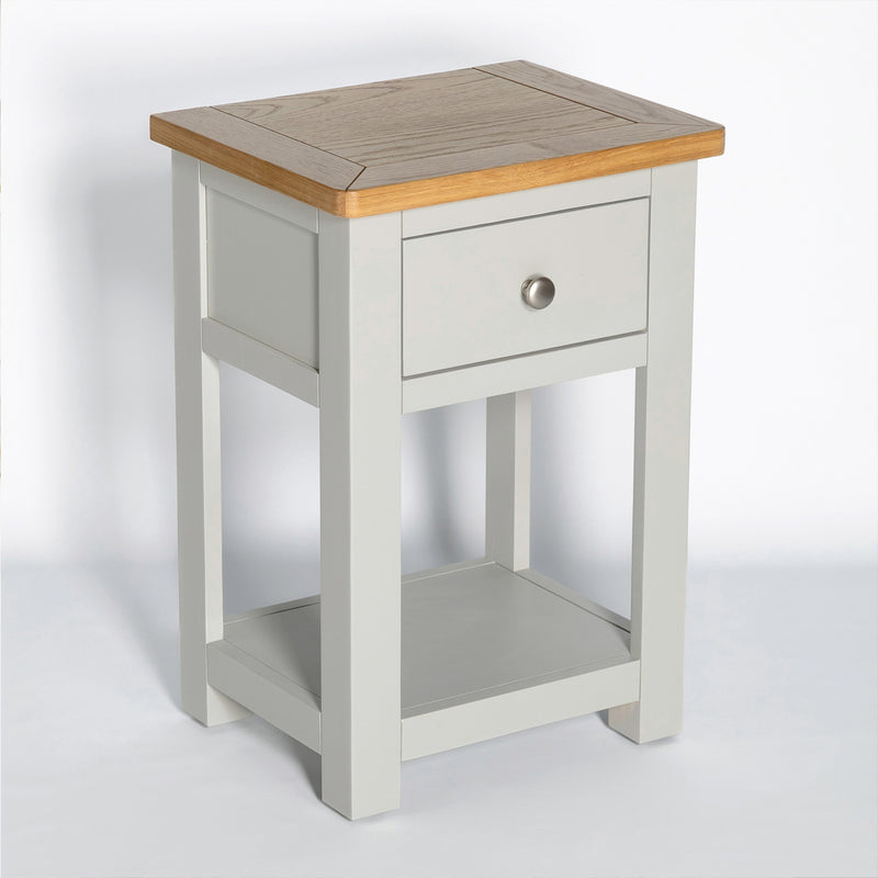 Manor Pebble Grey/Oak 1 Drawer Bedside Table | Fully Assembled