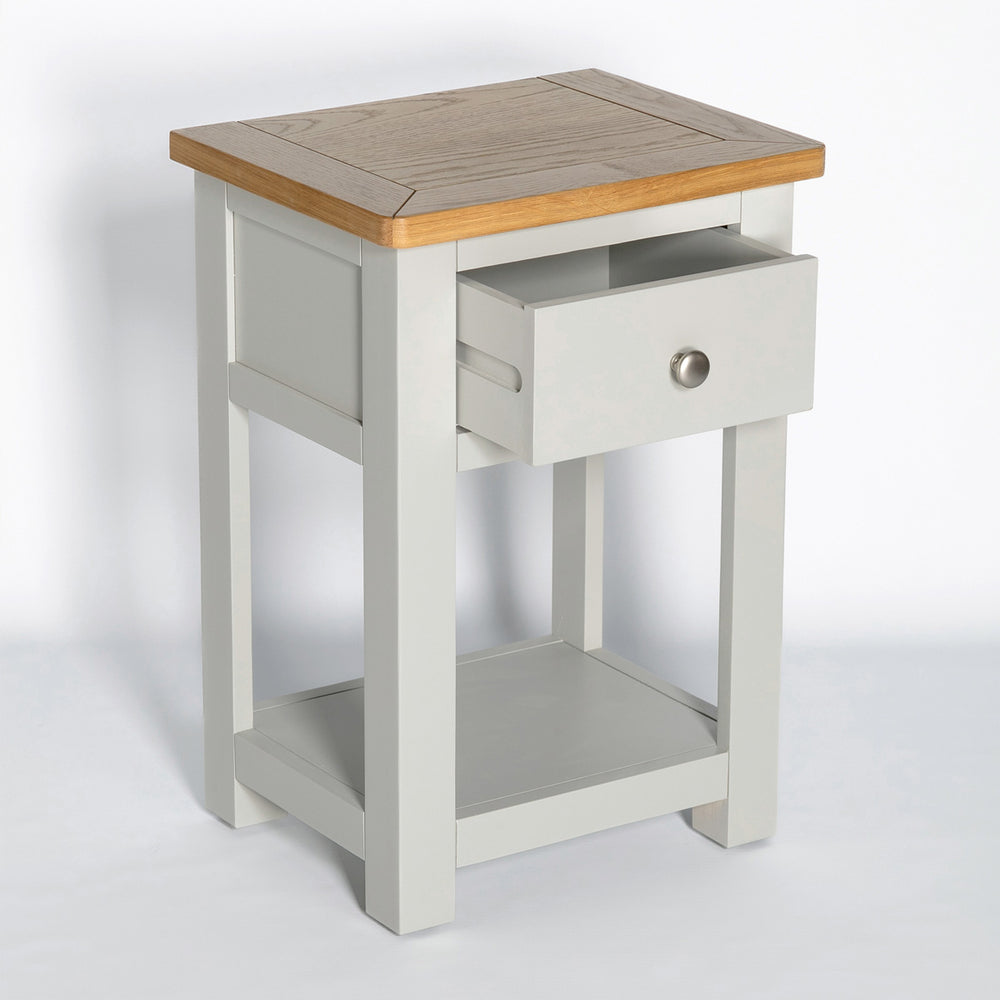 Manor Pebble Grey/Oak 1 Drawer Bedside Table | Fully Assembled