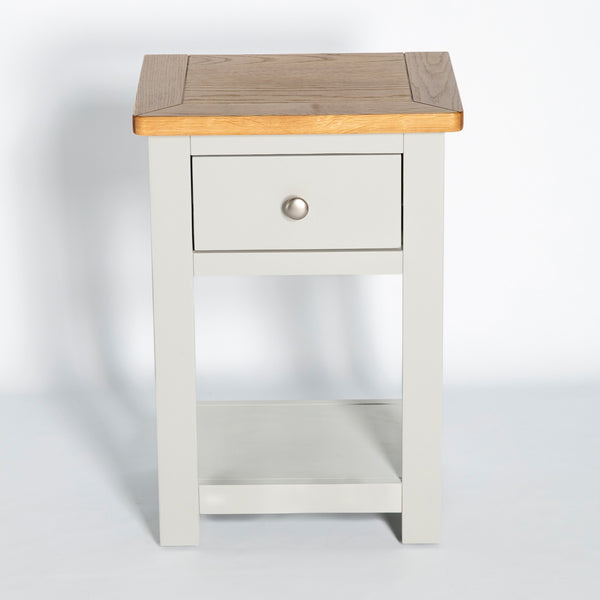 Manor Pebble Grey/Oak 1 Drawer Bedside Table | Fully Assembled