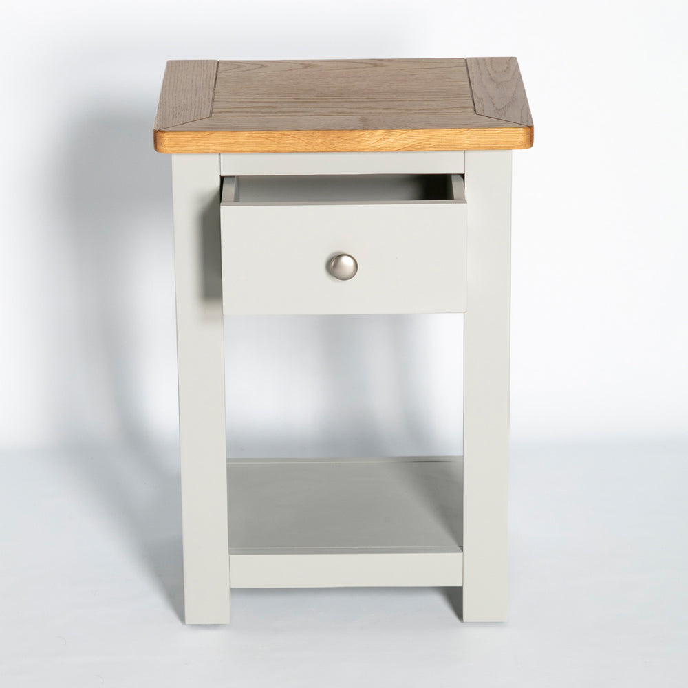 Manor Pebble Grey/Oak 1 Drawer Bedside Table | Fully Assembled