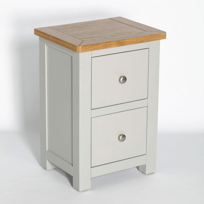 Manor Pebble Grey/Oak 2 Drawer Bedside Table | Fully Assembled