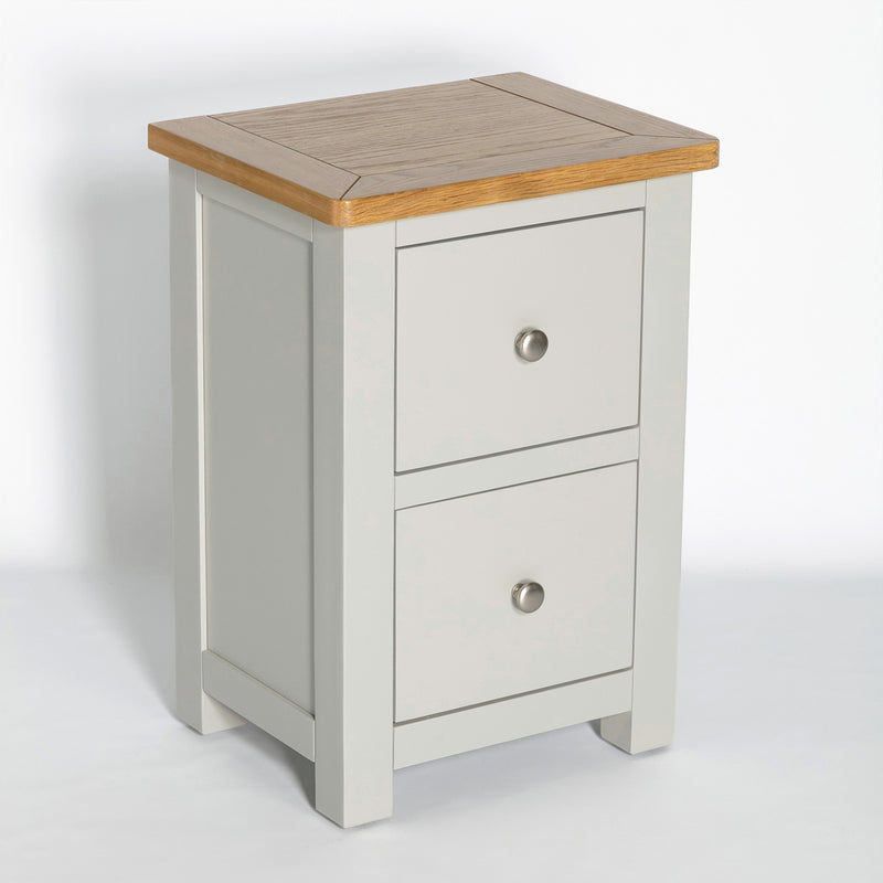 Manor Pebble Grey/Oak 2 Drawer Bedside Table | Fully Assembled