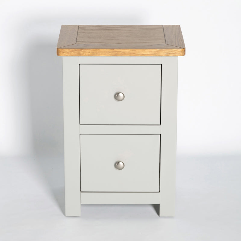 Manor Pebble Grey/Oak 2 Drawer Bedside Table | Fully Assembled