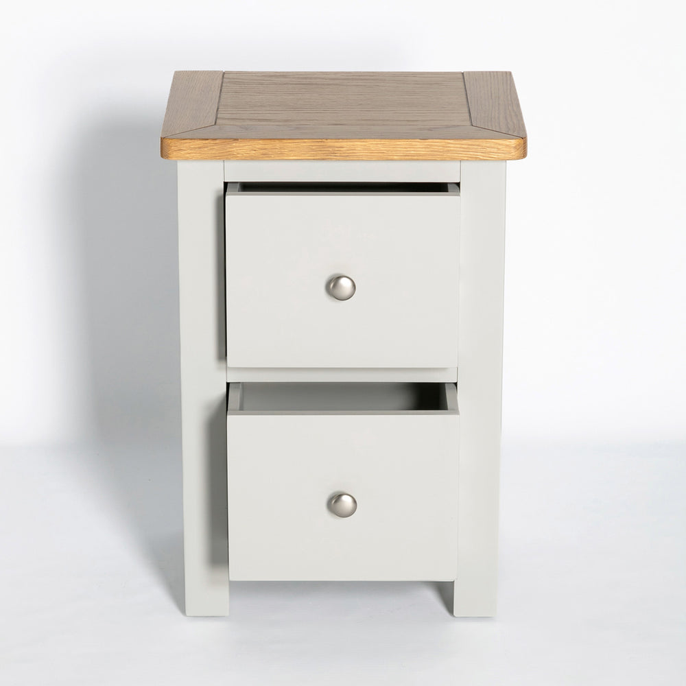 Manor Pebble Grey/Oak 2 Drawer Bedside Table | Fully Assembled