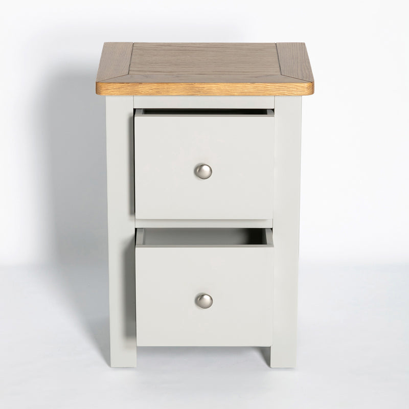 Manor Pebble Grey/Oak 2 Drawer Bedside Table | Fully Assembled