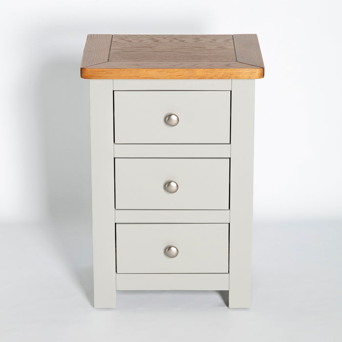 Manor Pebble Grey/Oak 3 Drawer Bedside Table | Fully Assembled