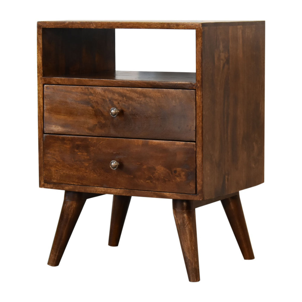Classic Chestnut Bedside Table / Mango Wood / Dark Wood Side Table