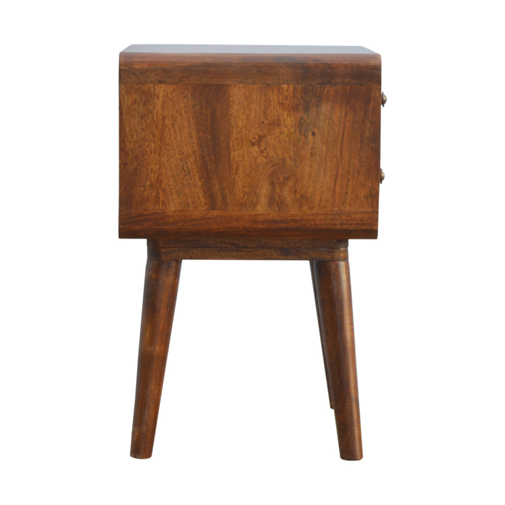 Curved Chestnut Bedside Table / Mango Wood