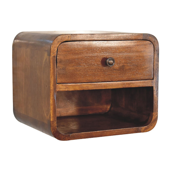 Mini Curve Floating Bedside Table - Mango Wood