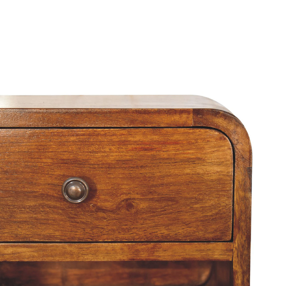 Mini Curve Floating Bedside Table - Mango Wood