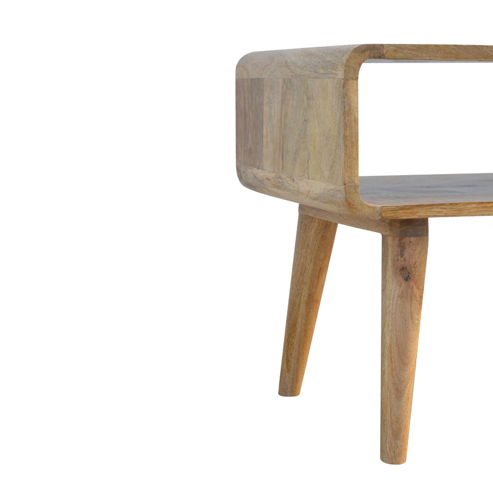 Curved Open Shelf Oak-ish Bedside Table