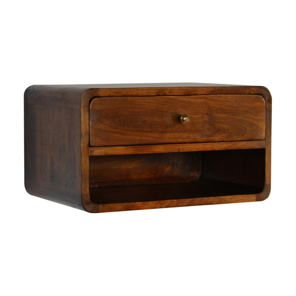 Chestnut Curve Floating Bedside Table - Mango Wood