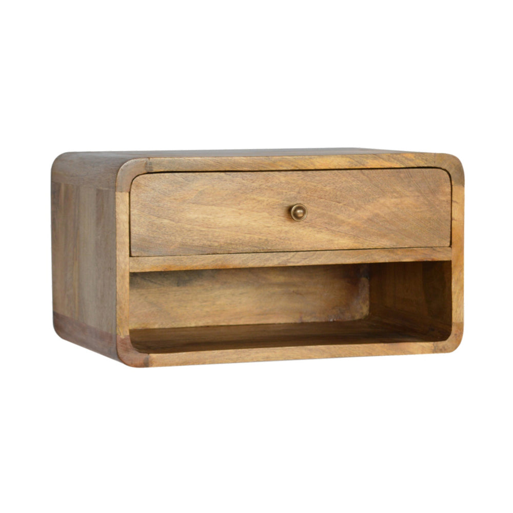 Oak-Ish Curve Floating Bedside Table - Mango Wood