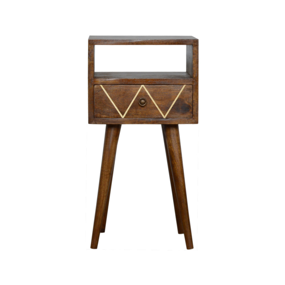 Mini Geometric Brass Inlay Bedside Table