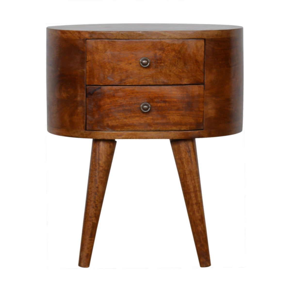 Curved Chestnut Bedside Table / Mango Wood