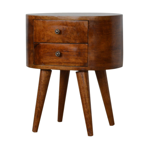 Chestnut Curved Bedside Table / Mango Wood