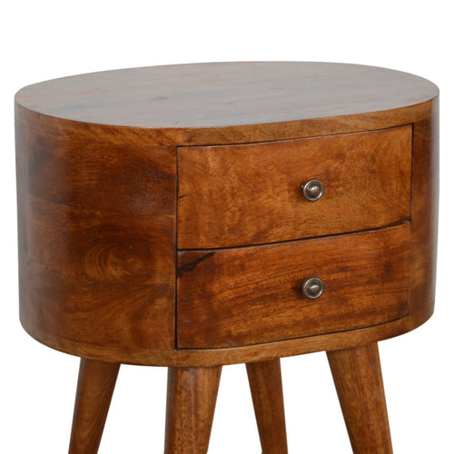 Chestnut Curved Bedside Table / Mango Wood