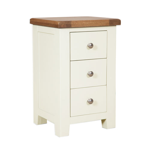 Chunky Ivory Bedside Table with Oak Top / Side Table / 3 Drawers