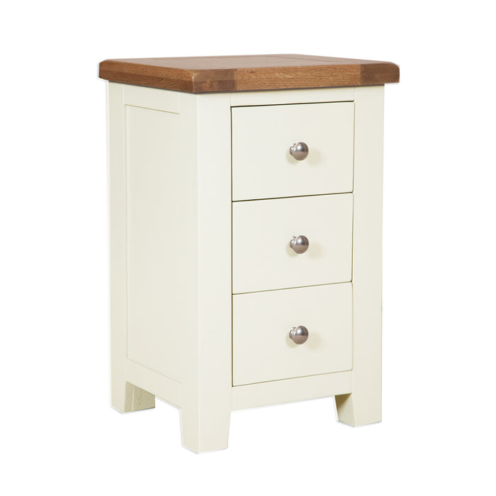 Chunky Ivory Bedside Table with Oak Top / Side Table / 3 Drawers