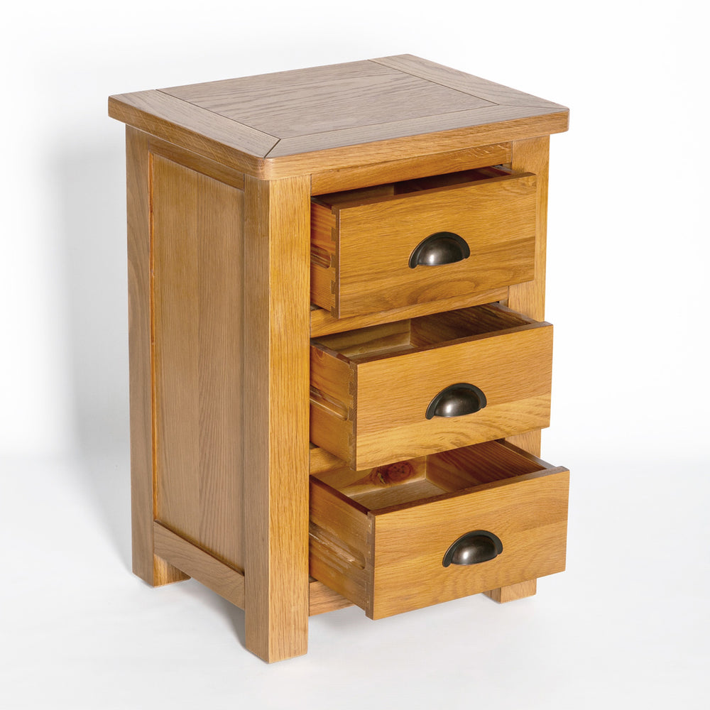 Manor Oak Bedside Table | Hand Crafted | Solid Wood | 3 Drawers