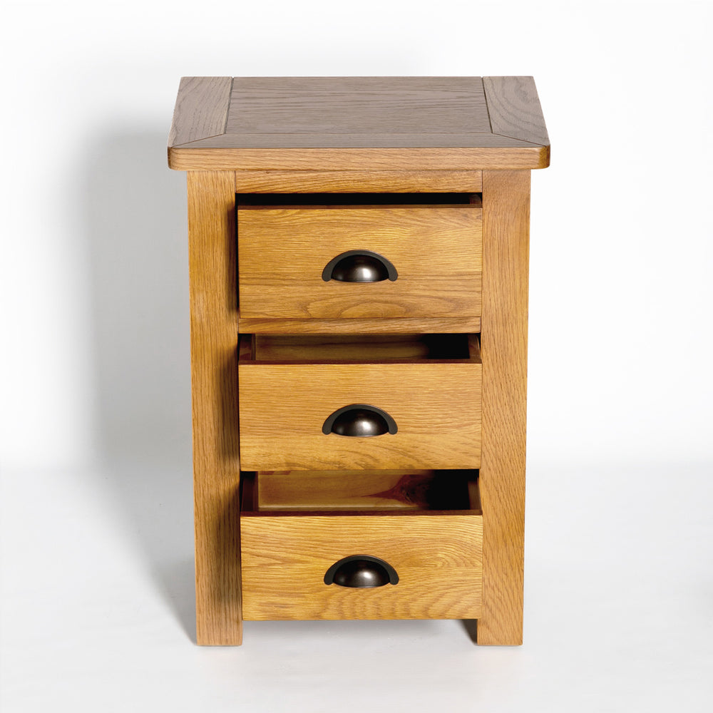 Manor Oak Bedside Table | Hand Crafted | Solid Wood | 3 Drawers