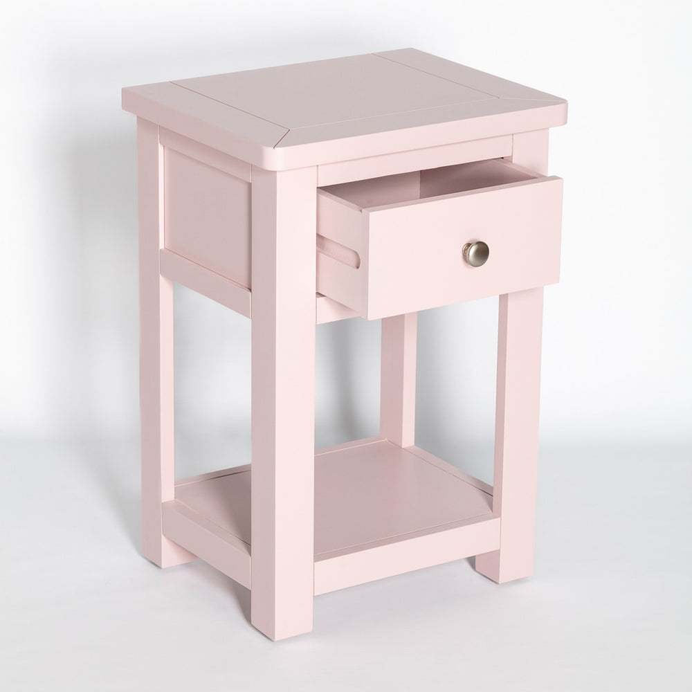 Manor Pink 1 Drawer Bedside Table | Nightstand | Fully Assembled