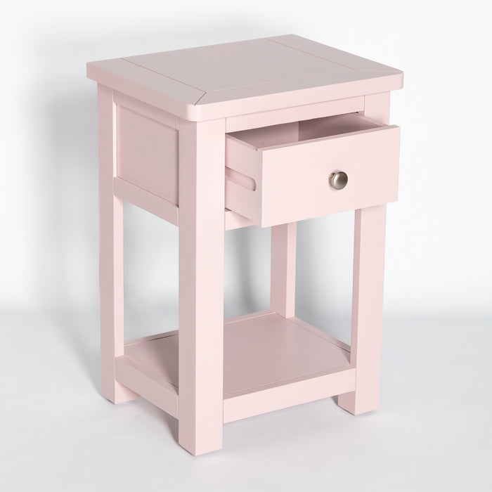 Manor Pink 1 Drawer Bedside Table | Nightstand | Fully Assembled