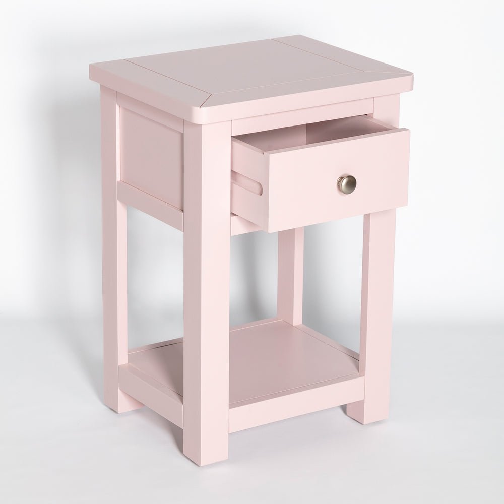 Manor Pink 1 Drawer Bedside Table | Nightstand | Fully Assembled