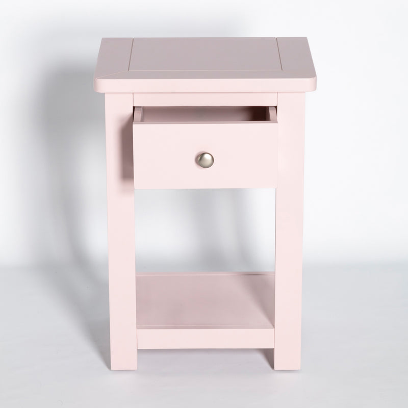 Manor Pink 1 Drawer Bedside Table | Nightstand | Fully Assembled