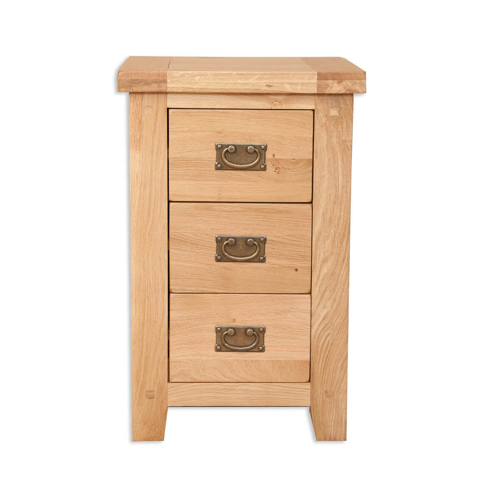 Cornish Rustic Oak 3 Drawer Bedside Table | Nightstand | Fully Assembled