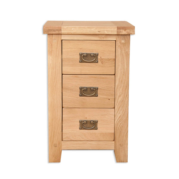 Cornish Rustic Oak 3 Drawer Bedside Table | Nightstand | Fully Assembled