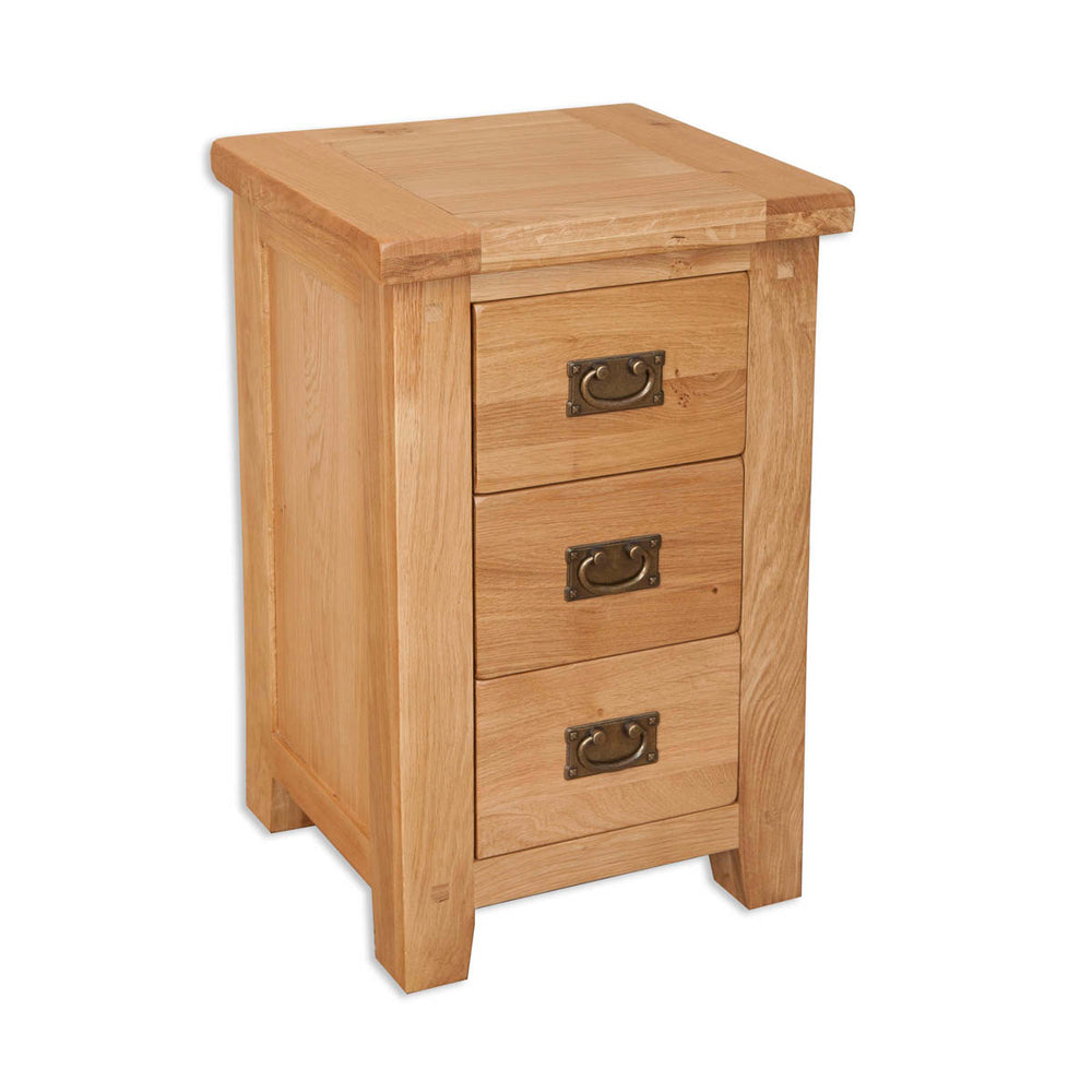 Cornish Rustic Oak 3 Drawer Bedside Table | Nightstand | Fully Assembled