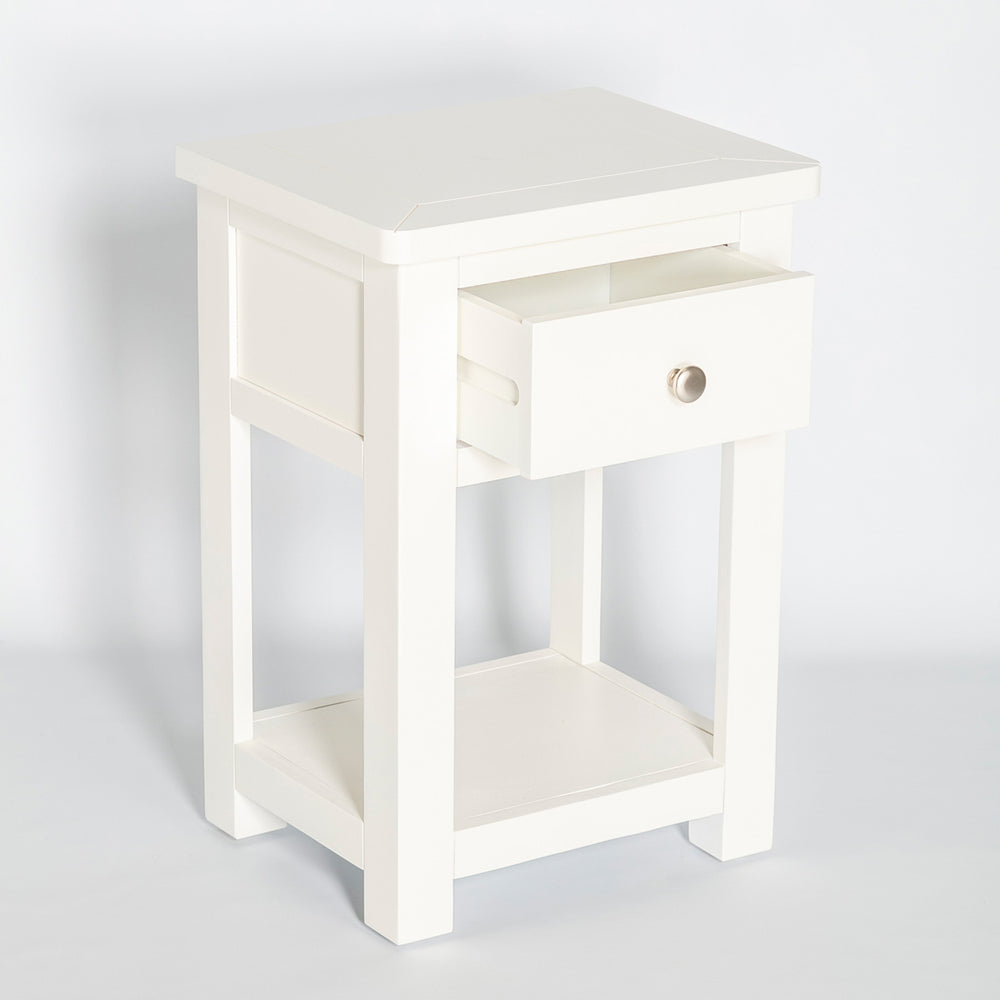 Manor White 1 Drawer Bedside Table | Nightstand | Fully Assembled