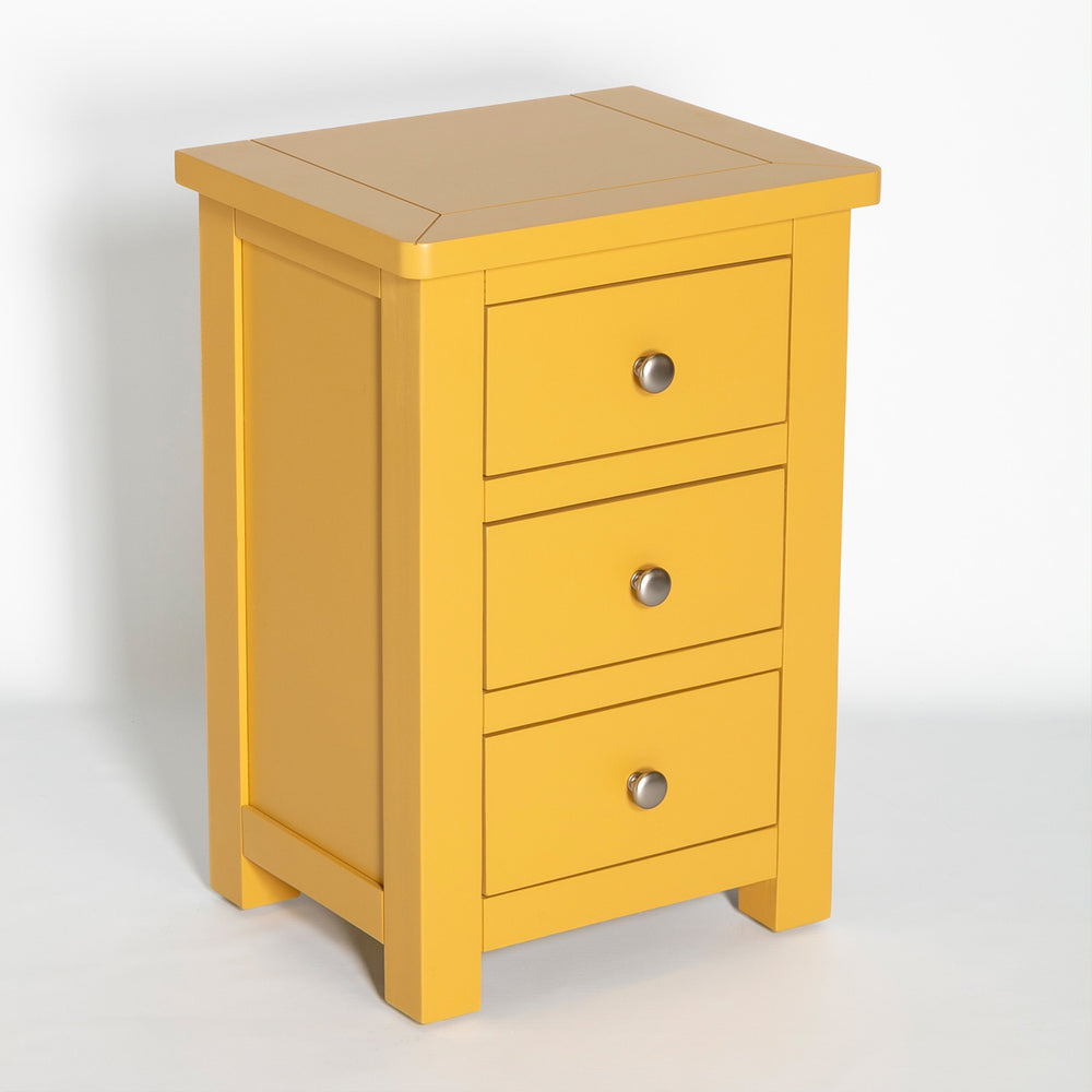 Manor Yellow 3 Drawer Bedside Table | Nightstand | Fully Assembled