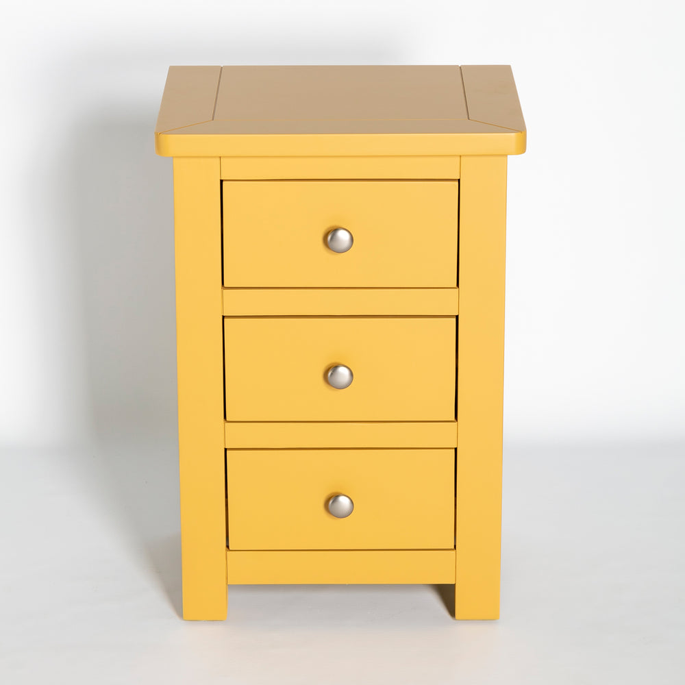 Manor Yellow 3 Drawer Bedside Table | Nightstand | Fully Assembled