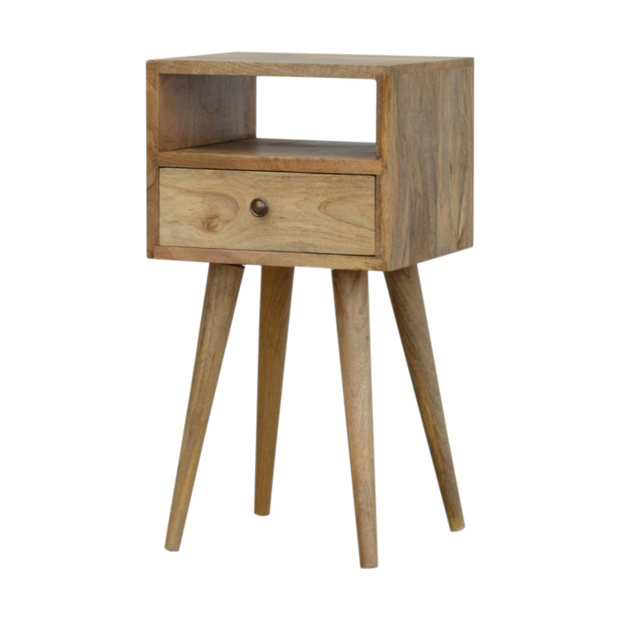 Mini Oak-Ish Bedside Table / Mango Wood / Hand Crafted Narrow Table