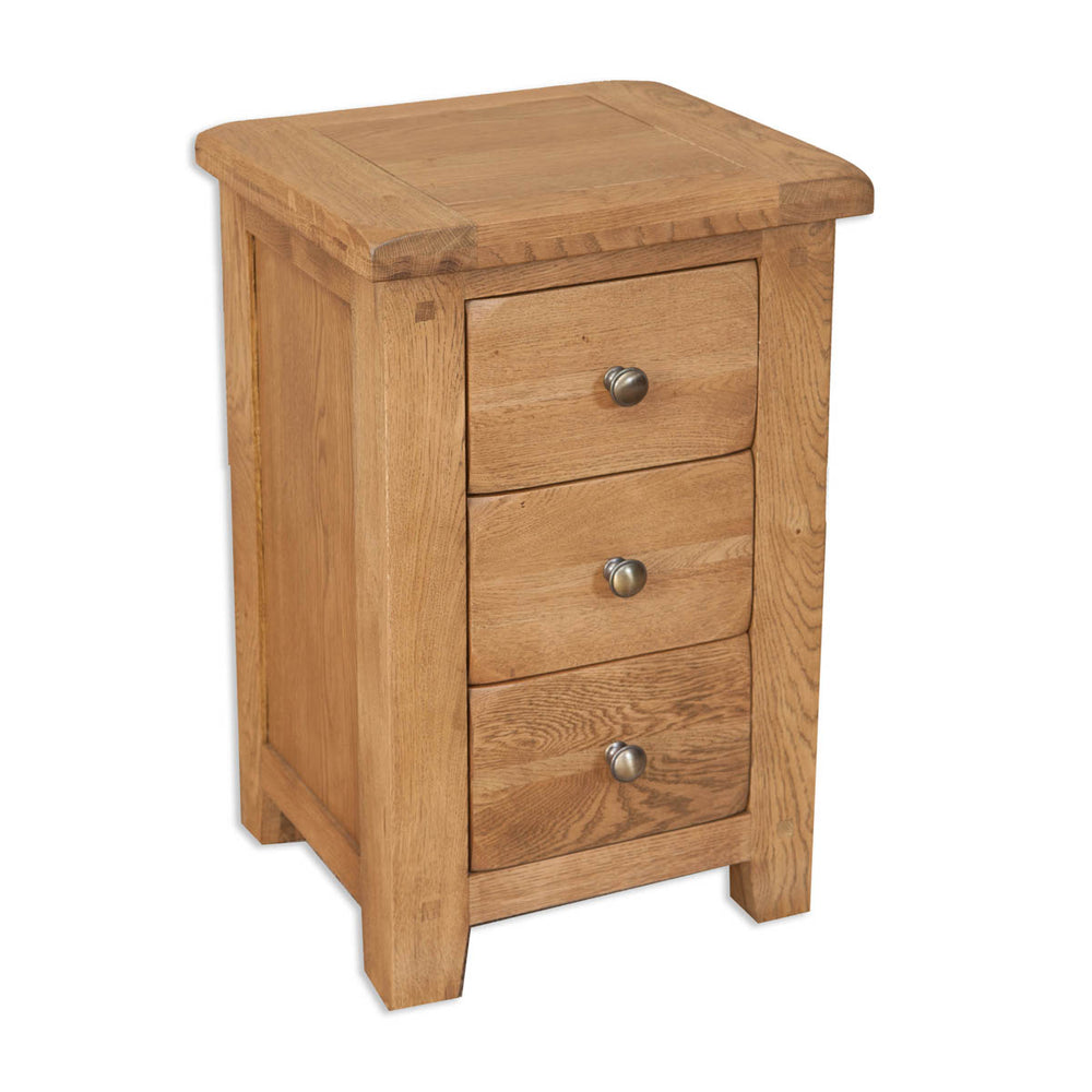 Cornish Chunky Oak 3 Drawer Bedside Table | Nightstand | Fully Assembled